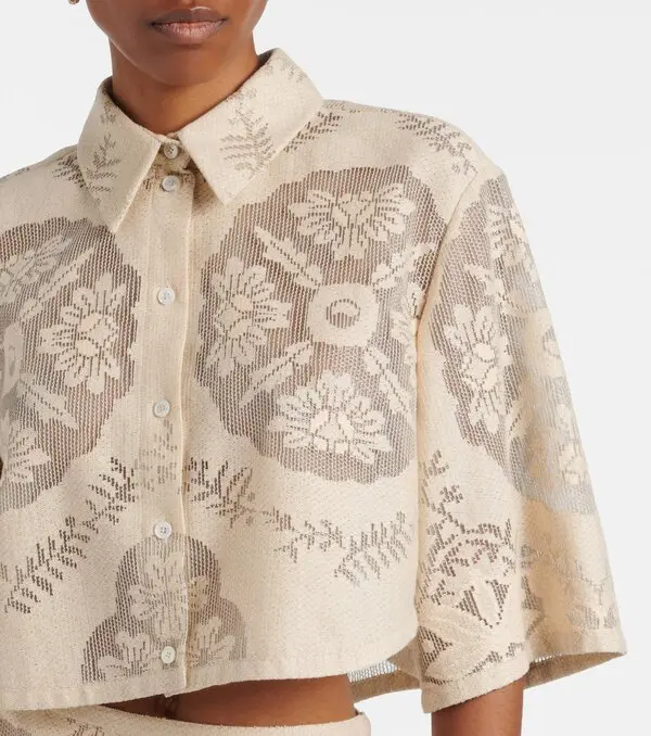 Valentino Garavani Floral Cropped Cotton-blend Shirt