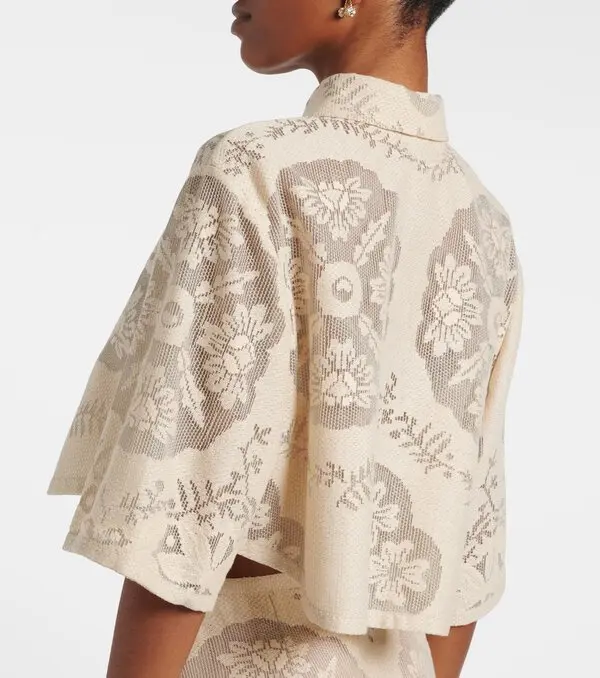 Valentino Garavani Floral Cropped Cotton-blend Shirt