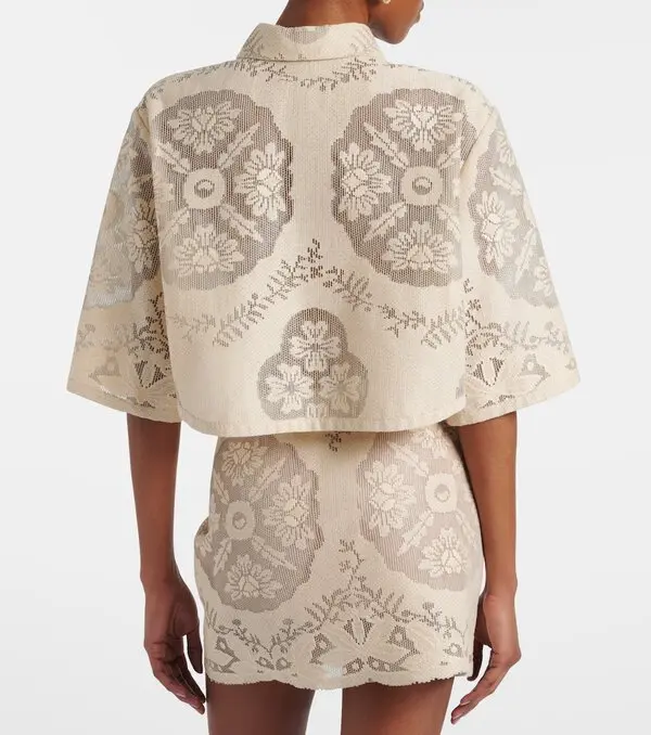 Valentino Garavani Floral Cropped Cotton-blend Shirt