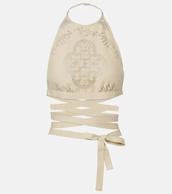 Valentino Garavani Open-back Cotton-blend Crop Top