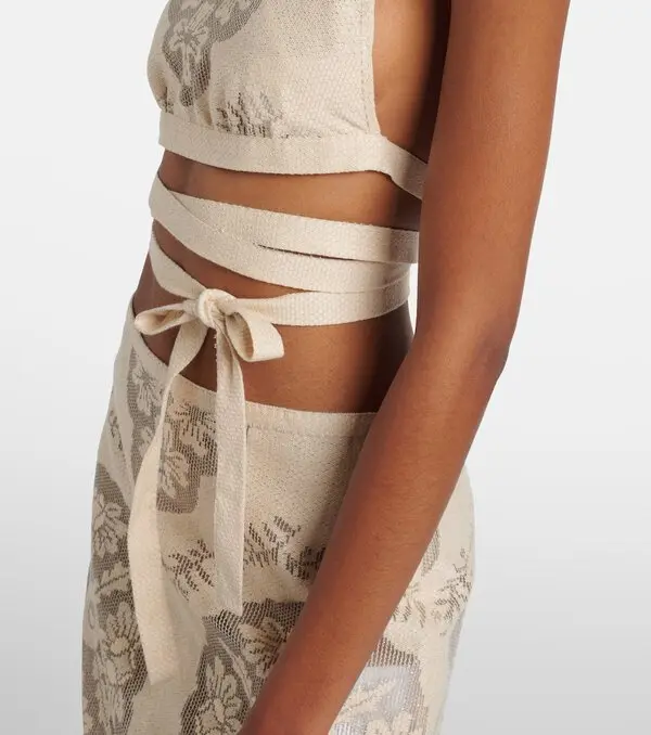 Valentino Garavani Open-back Cotton-blend Crop Top - Beige