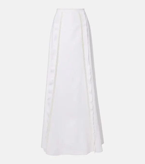 Valentino Garavani Lace-trimmed Linen Maxi Skirt - White