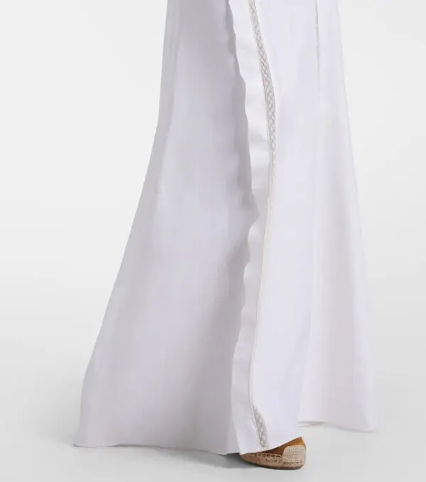 Valentino Garavani Lace-trimmed Linen Maxi Skirt - White
