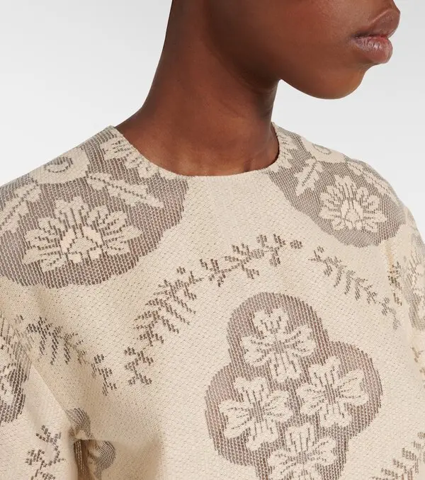 Valentino Garavani Floral Knitted Cotton-blend Top