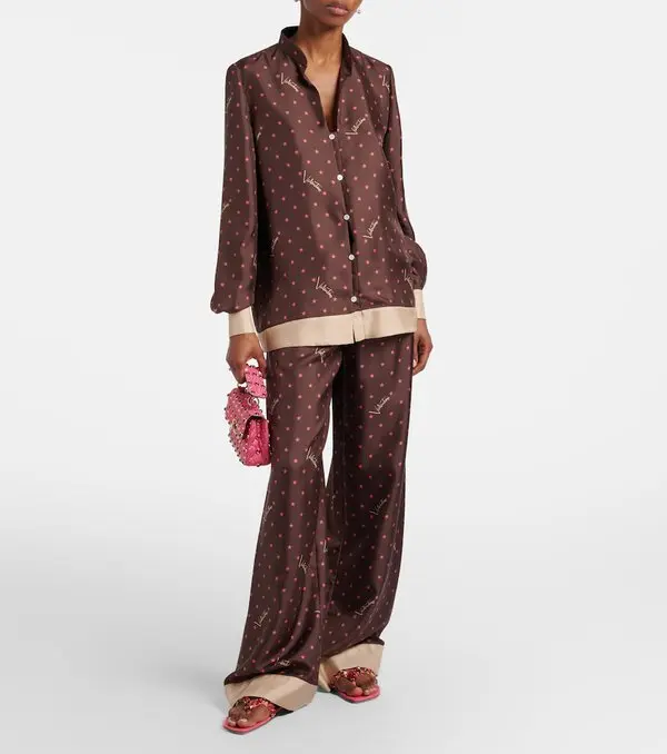 Valentino Garavani Printed Silk Twill Palazzo Pants