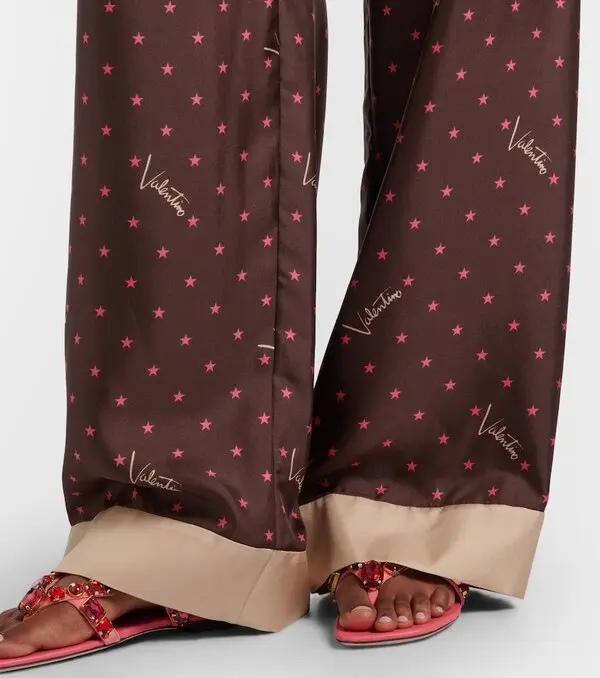 Valentino Garavani Printed Silk Twill Palazzo Pants