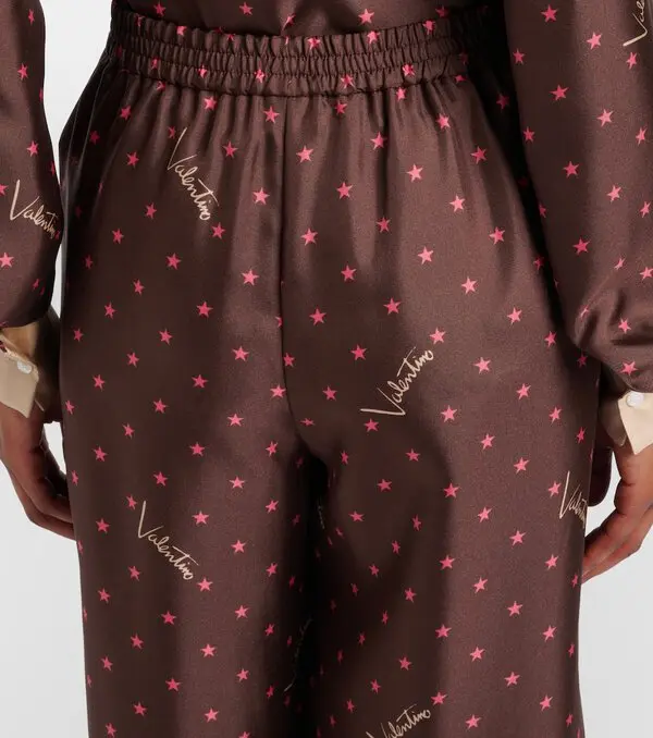 Valentino Garavani Printed Silk Twill Palazzo Pants