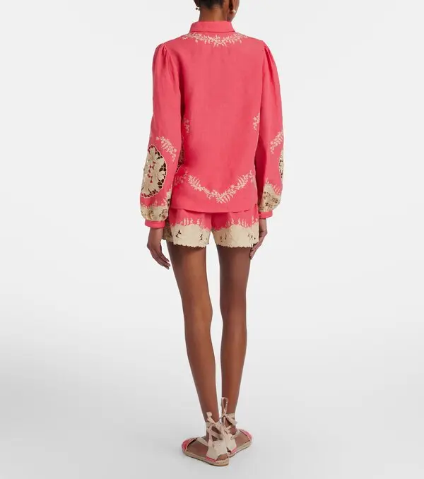 Valentino Garavani Embroidered Linen Shorts