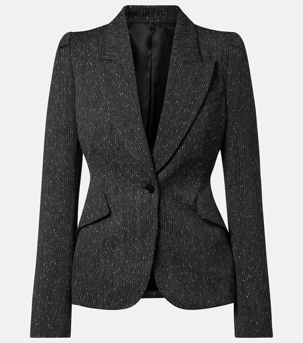 Alexander McQueen Single-breasted Wool Blazer - Grey