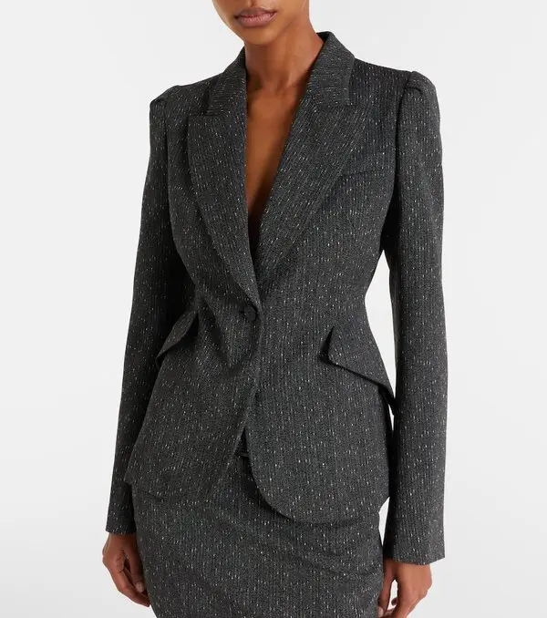 Alexander McQueen Single-breasted Wool Blazer - Grey