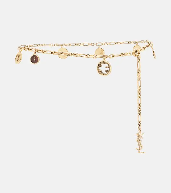 Saint Laurent Cassandre Embellished Chain Belt - Gold