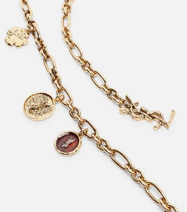 Saint Laurent Cassandre Embellished Chain Belt