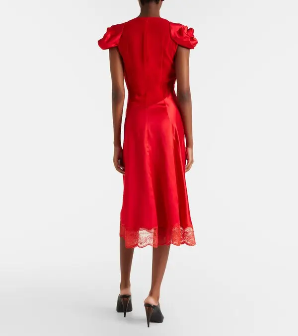 Alexander McQueen Lace-trimmed Satin Midi Dress