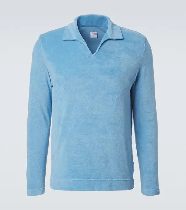 Fedeli Cotton Terry Polo Shirt - Blue