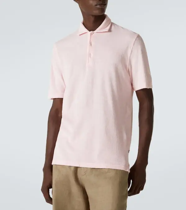 Fedeli Cotton Terry Polo Shirt - Pink