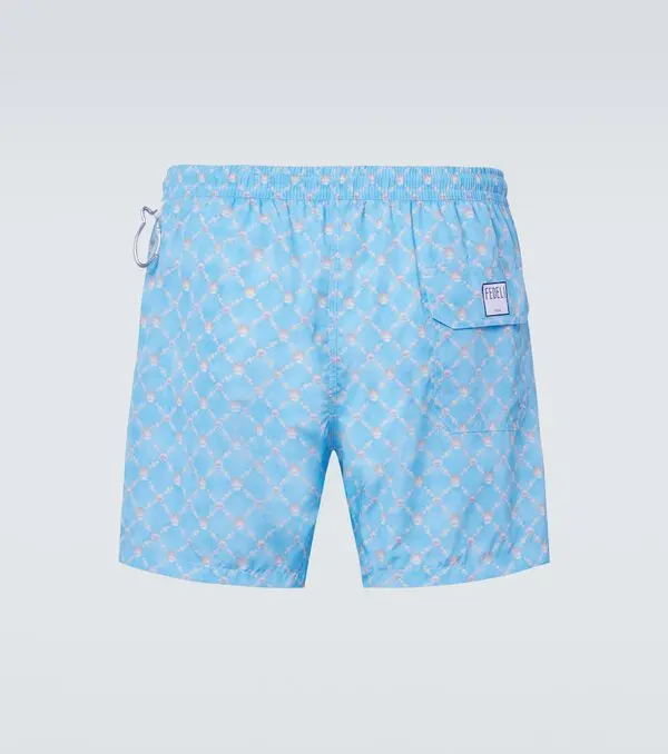 Fedeli Printed Swim Trunks - Blue