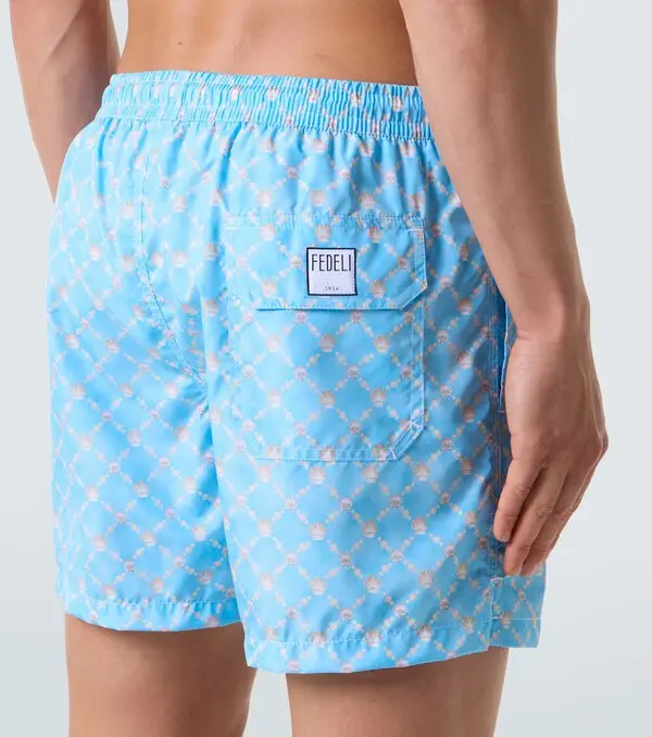 Fedeli Printed Swim Trunks - Blue