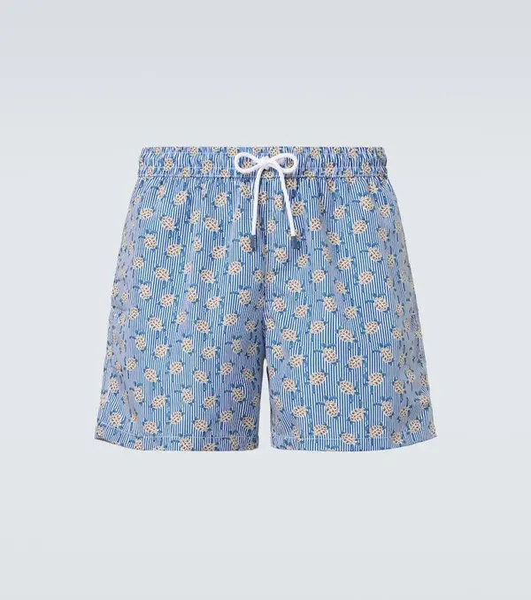 Fedeli Printed Swim Trunks - Blue