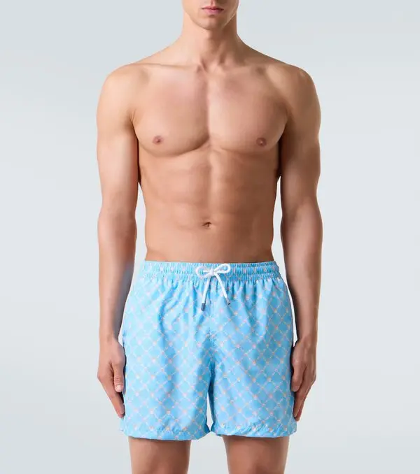Fedeli Madeira Printed Swim Trunks - Blue