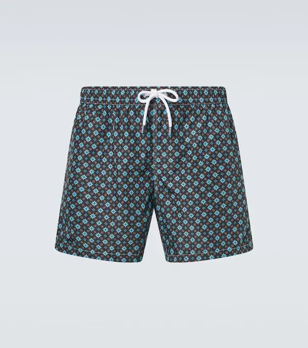 Fedeli Printed Swim Trunks - Brown