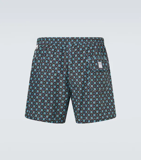 Fedeli Printed Swim Trunks - Brown