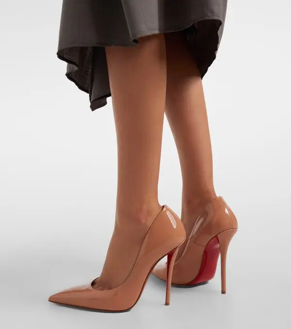 CHRISTIAN LOUBOUTIN Miss Z Patent Leather Pumps - Beige