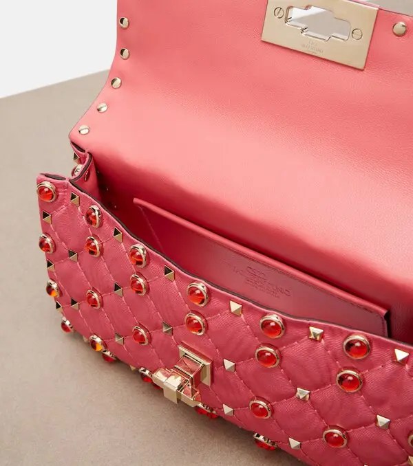 Valentino Garavani Rockstud Spike Small Moiré Top-handle Bag