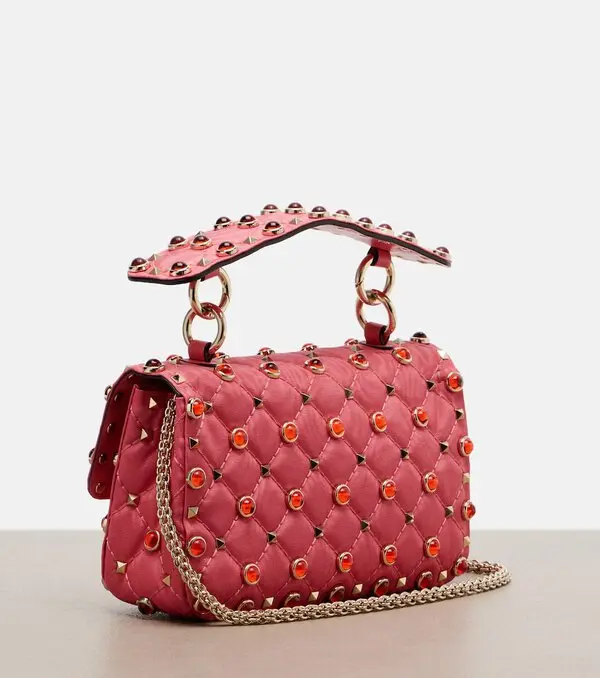 Valentino Garavani Rockstud Spike Small Moiré Top-handle Bag