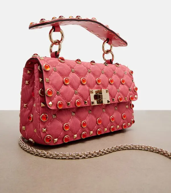 Valentino Garavani Rockstud Spike Small Moiré Top-handle Bag