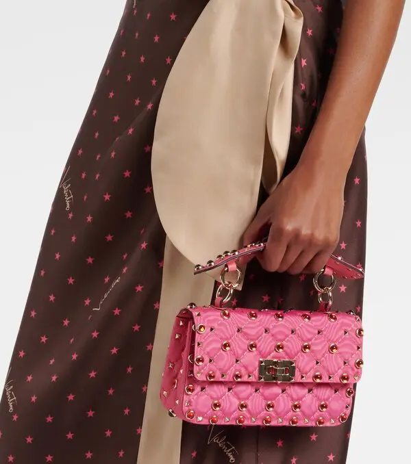 Valentino Garavani Rockstud Spike Small Moiré Top-handle Bag