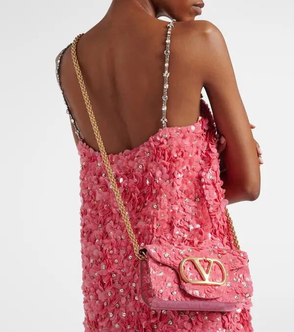 Valentino Garavani Locò Small Sequined Shoulder Bag