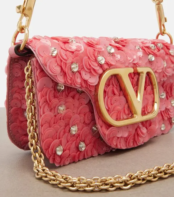 Valentino Garavani Locò Small Sequined Shoulder Bag