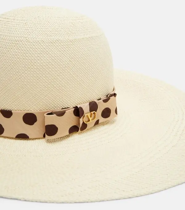 Valentino Garavani Polka-dot Straw Boater Hat