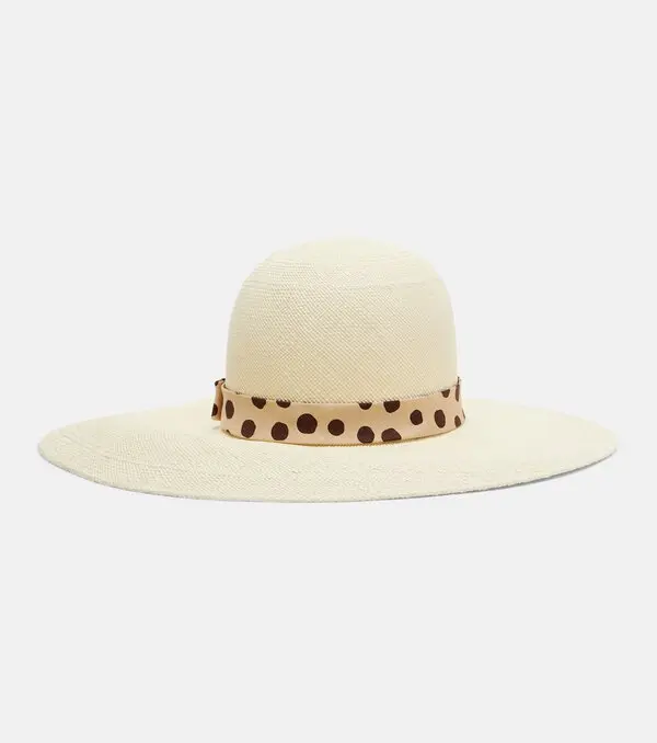Valentino Garavani Polka-dot Straw Boater Hat