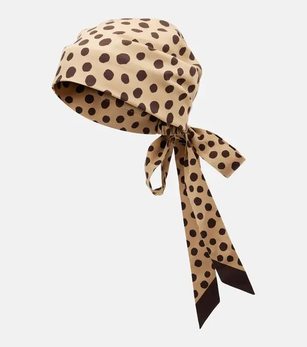 Valentino Garavani Polka-dot Cotton And Silk Head Wrap - Beige
