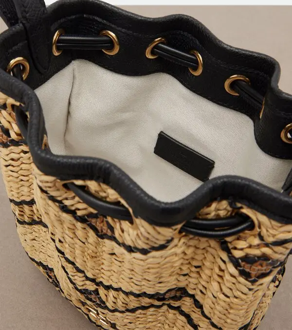 Valentino Garavani Vlogo Raffia Bucket Bag