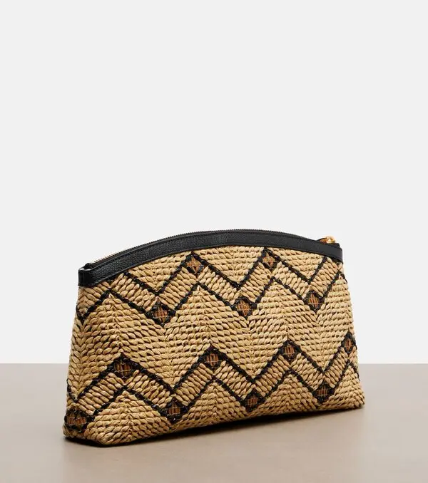 Valentino Garavani Vlogo Small Raffia Pouch - Beige