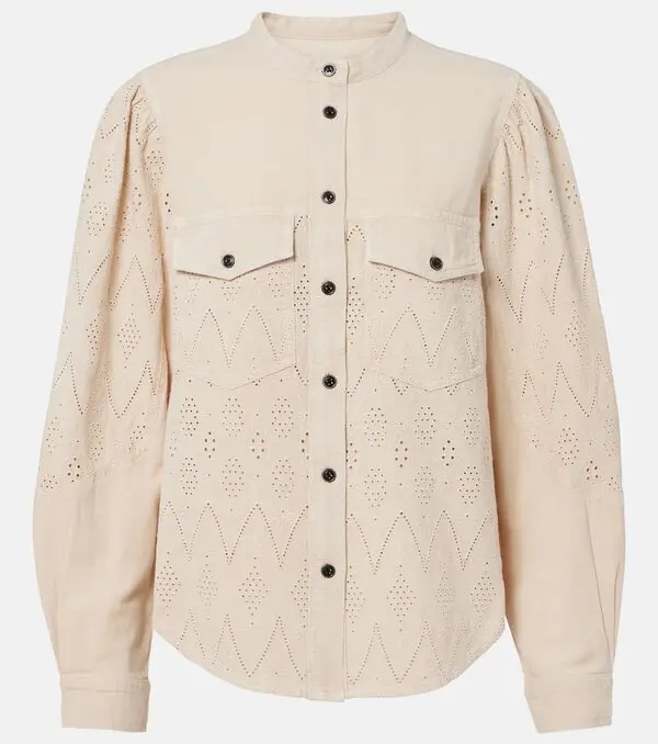 MARANT ETOILE Kaina Broderie Anglaise Blouse - Beige