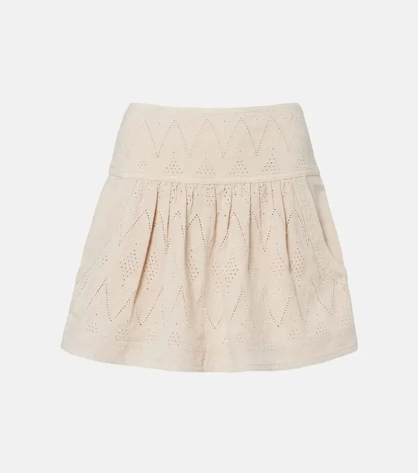 MARANT ETOILE Broderie Anglaise Cotton Miniskirt - Beige