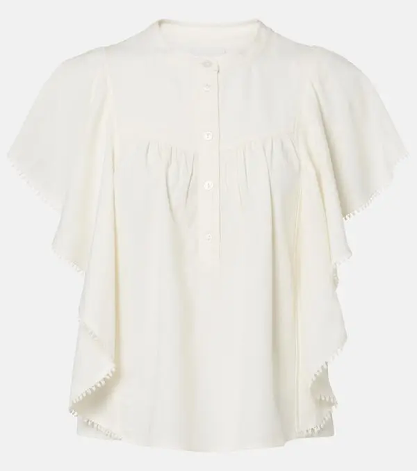 MARANT ETOILE Marlie Ruffled Crochet-trimmed Blouse - White
