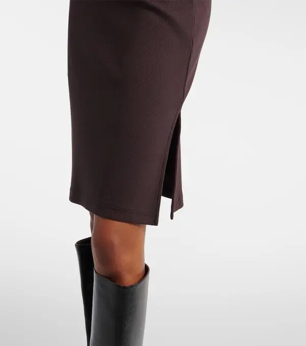 COURREGES Ribbed-knit Cotton Jersey Midi Dress - Brown