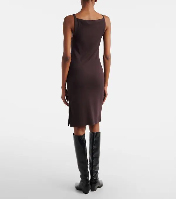 COURREGES Ribbed-knit Cotton Jersey Midi Dress - Brown
