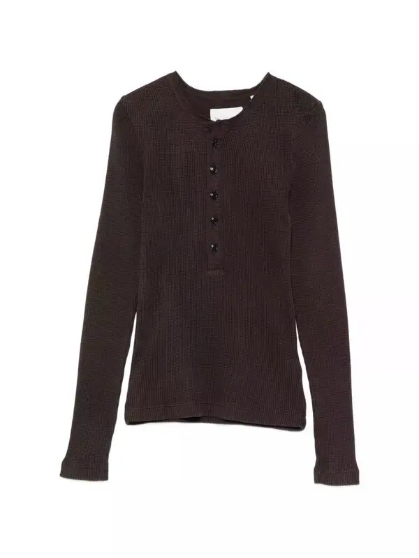 Citizens Of Humanity Drea Waffle-knit Henley Top - Brown