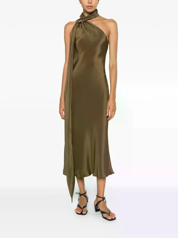 Max Mara Evasto One-shoulder Silk Midi Dress With Hardware Detail