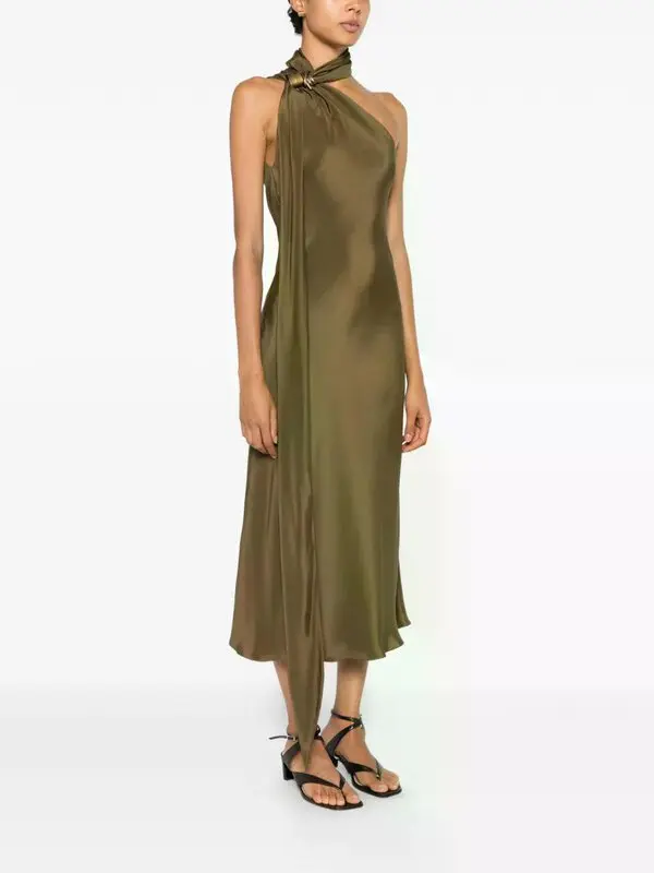 Max Mara Evasto One-shoulder Silk Midi Dress With Hardware Detail