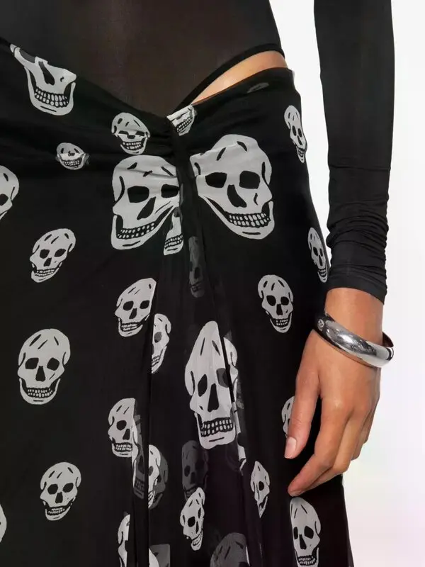 Alexander McQueen Skull-print Draped Maxi Skirt