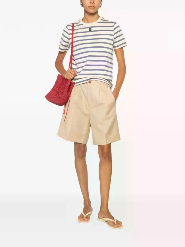 BRIGLIA 1949 Wool Pleated Shorts With Side Buckle Detail - Neutrals