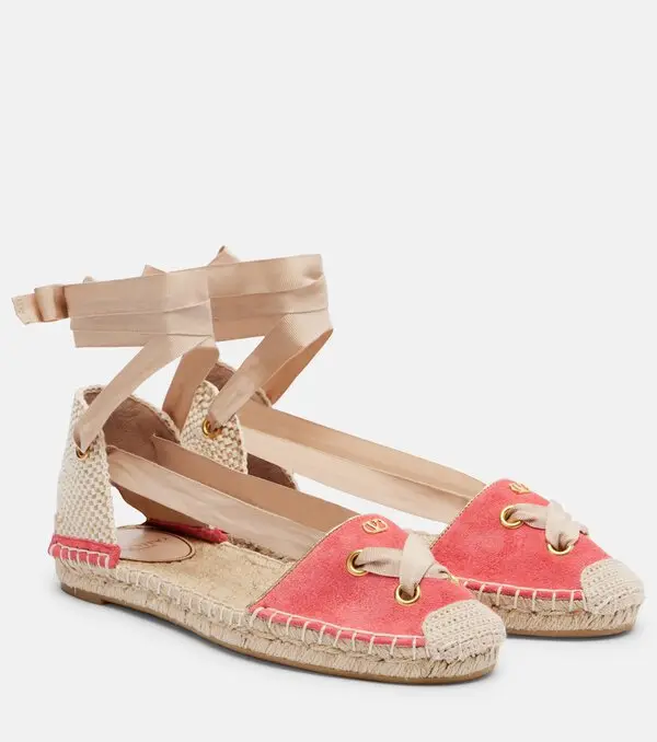 Valentino Garavani Suede Espadrille Flats - Pink