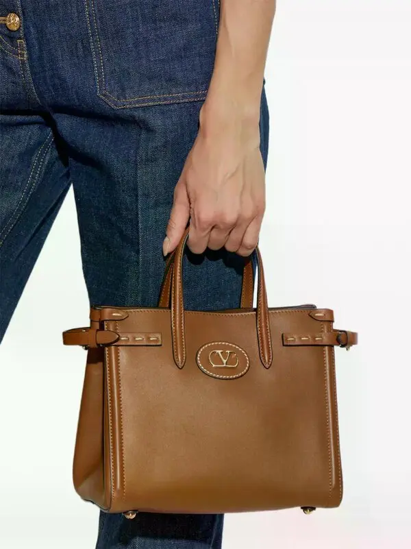 Valentino Garavani Vlogo Leather Tote Bag
