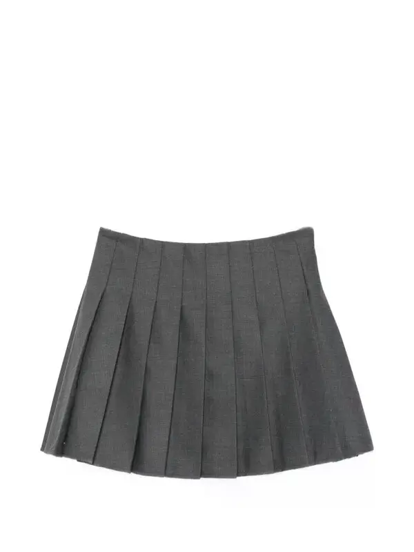SELF-PORTRAIT Lace-trim Pleated Mini Skirt - Grey